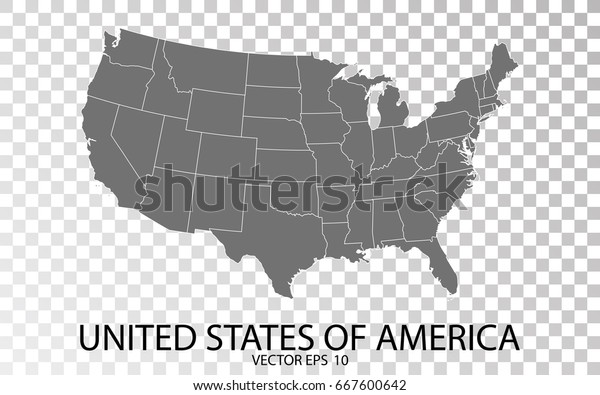 Transparent High Detailed Grey Map United Lagervektor (royaltyfri ...