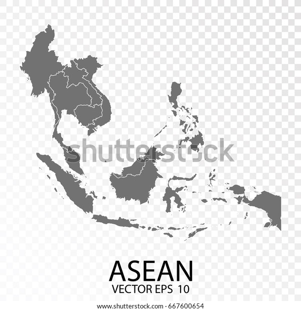 Transparent High Detailed Grey Map Southeast Stock Vector (Royalty Free ...