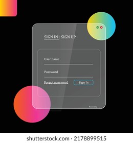 Transparent Login Screen Black Background Stock Vector (Royalty Free ...