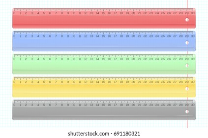 Realistic Ruler Different Colors Vector Design Stock Vector (Royalty ...