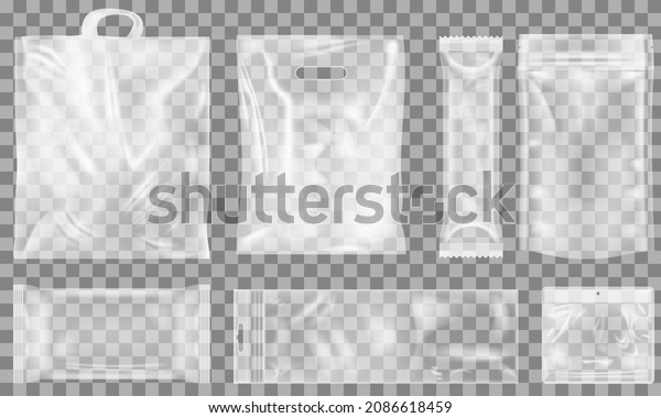 Transparent Plastic Bag Set Handle Vector Stock Vector (Royalty Free ...