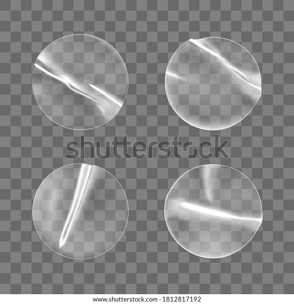 Transparent Round Adhesive Stickers Mock Set Stock Vector (Royalty Free ...
