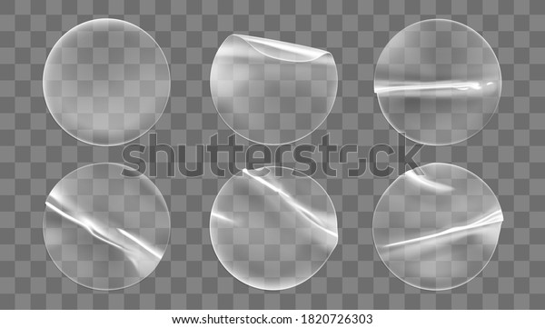 Transparent Round Adhesive Stickers Mock Set Stock Vector (Royalty Free ...