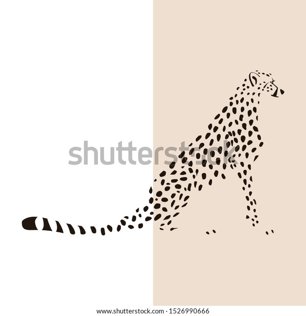 Transparent Silhouette Sitting Cheetah Vector Illustration Stock Vector ...