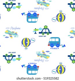 Transport Kids Pattern Vector Illustration Stock Vector (Royalty Free ...