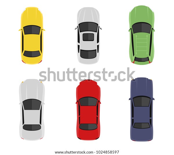 Transport set from above, top view. Cute cartoon cars with shadows ...