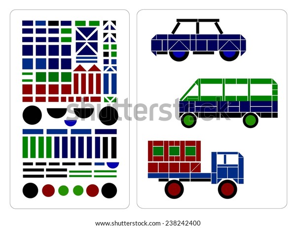 Transport Technical Set Game Geometric Figures3: vector de stock (libre ...
