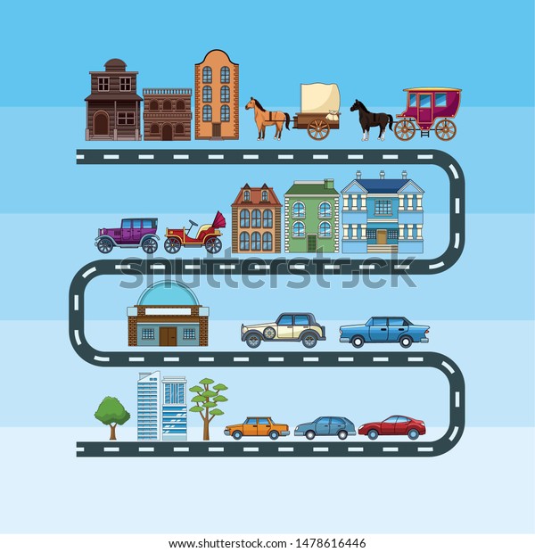 Transport Vehicles Evolution Transportation Timeline Template Stock ...