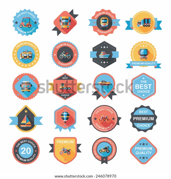 Transportation Badge Flat Design Background Set Stock Vector (Royalty ...