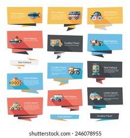 Transportation Banner Flat Design Background Set Stock Vector (Royalty ...