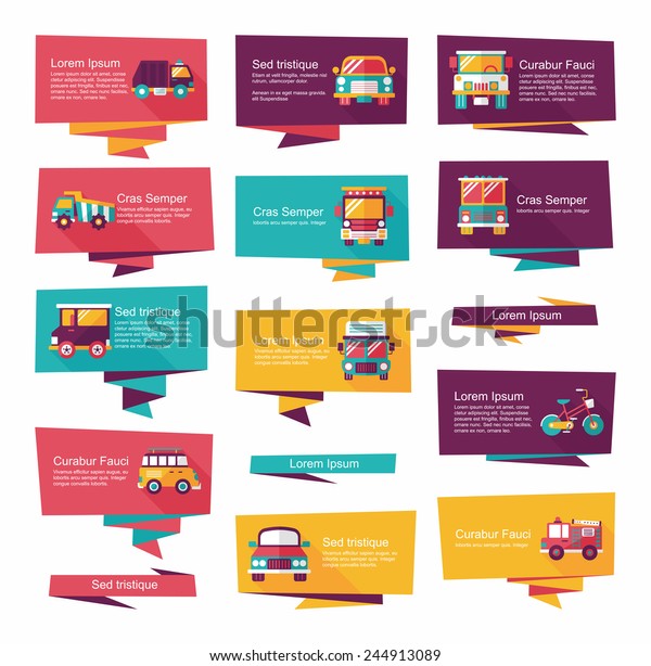 Transportation Banner Flat Design Background Set Stock Vector (Royalty ...
