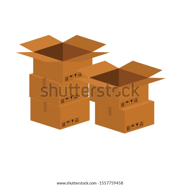 Transportation Cargo Concept Carton Packaging Boxes Stock Vector ...