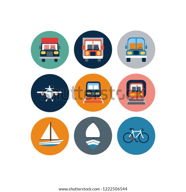 Transportation Flat Icons Editable Flat Icons Stock Vector (Royalty ...