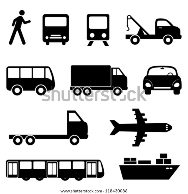 Transportation Icon Set Black Stock Vector (Royalty Free) 118430086 ...