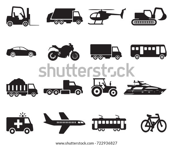 Transportation Icons Black Flat Design Vector Stock Vector (Royalty ...