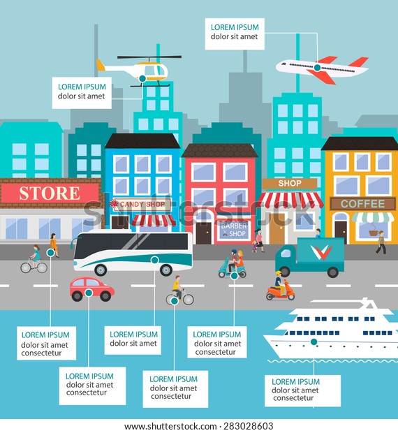 Transportation Infographic Vector Set Various Urban Stock Vector ...