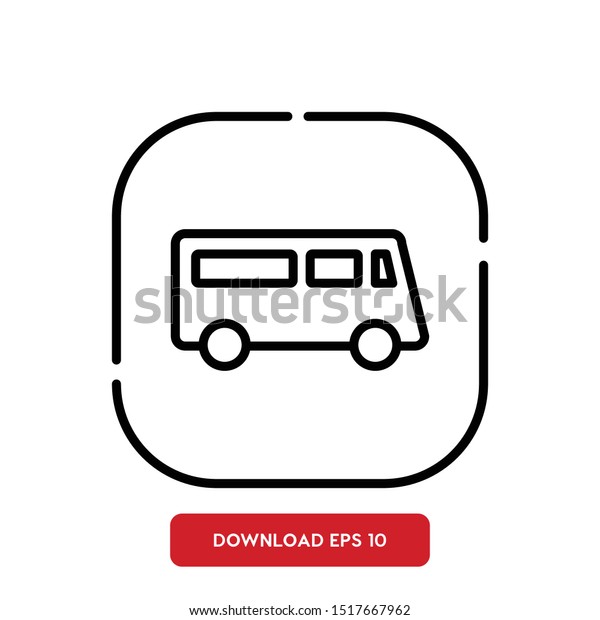 Transportation Symbol Bus Outline Vector Icon Stock Vector (Royalty ...