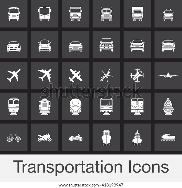 Transportation vector icons set, modern solid symbol collection, pictogram pack isolated on ...