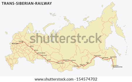 Transsiberian Railway Main Route Map Stock Vector (Royalty Free ...