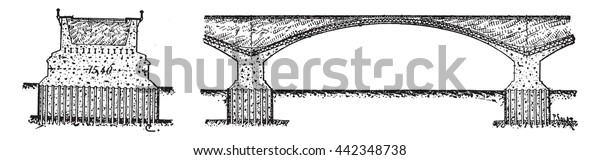 Transverse Longitudinal Sections Bridge Topeka Vintage Stock Vector ...