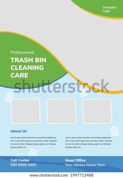 Trash Bin Cleaning Care Flyer Template Stock Vector (Royalty Free ...