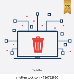 Trash Bin Sign Computer Laptop Symbol Stock Vector (Royalty Free ...