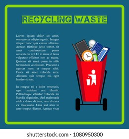 Trash Bin Waste Separation Poster Banner Stock Vector (Royalty Free ...