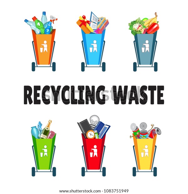 Trash Bin Waste Separation Poster Banner Stock Vector (Royalty Free ...