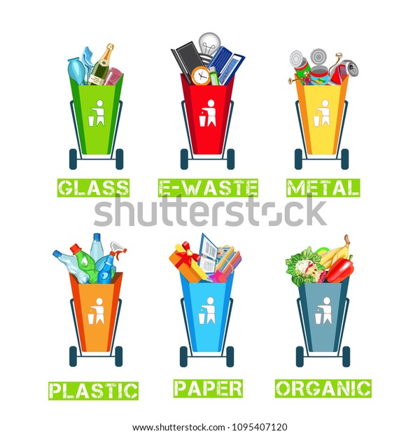 Trash Bin Waste Separation Poster Banner Stock Vector (Royalty Free ...
