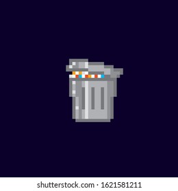 Trash Can Full Garbage Pixel Art Stock Vector (Royalty Free) 1627092865