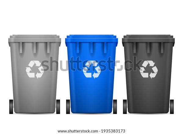 Trash Can Set On White Background Stock Vector (Royalty Free ...