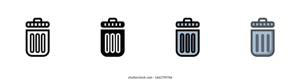 Trash Garbage Can Icon Set Remove Stock Vector (Royalty Free ...