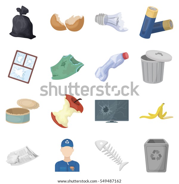Trash Garbage Set Icons Cartoon Style Stock Vector (Royalty Free) 549487162