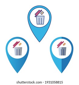 Trash Pin Icon Location 3 Styles Stock Vector (Royalty Free) 1931058815 ...
