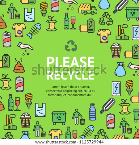 Trash Signs Round Design Template Thin Stock Vector (Royalty Free ...