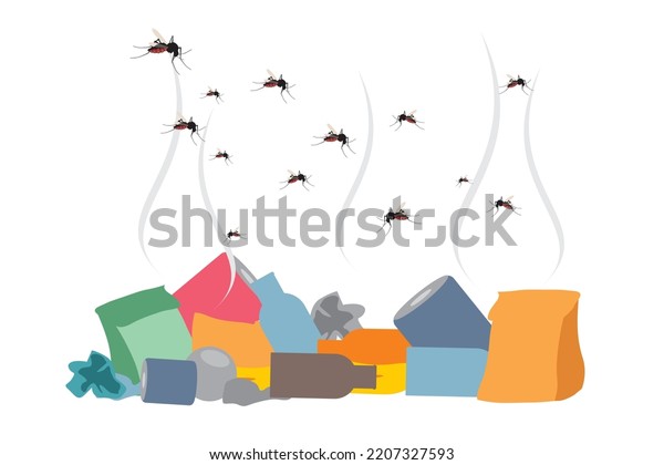 Trash Vector Plague Carrier Mosquitoes Illustration Stock Vector ...