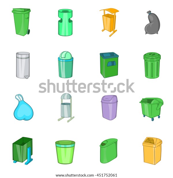 Trashcan Icons Cartoon Style Garbage Box Stock Vector (Royalty Free ...