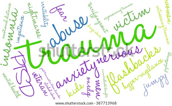 Trauma Word Cloud On White Background: vector de stock (libre de ...