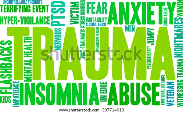 Trauma Word Cloud On White Background Stock Vector (Royalty Free ...