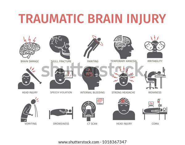 Traumatic Brain Injury Flat Icon Head Stock Vector (Royalty Free ...