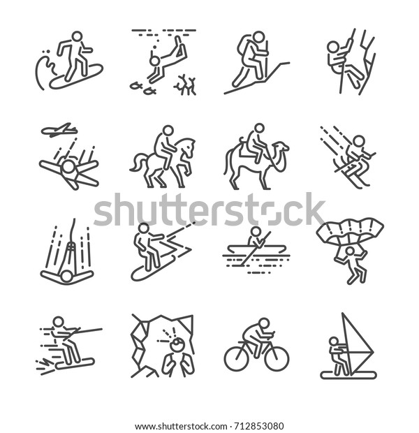 Travel Activities Line Icon Set Included Stock Vector (Royalty Free ...