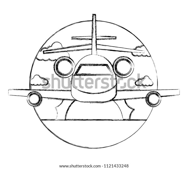 Travel Airplane Sun Front View Landscape Stock Vector (Royalty Free ...
