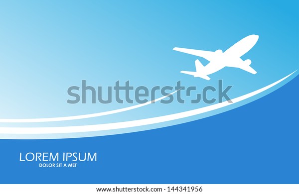 Travel Airplane Ticket Blue Vector Background Stock Vector (Royalty ...