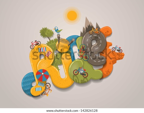 Travel Background Ride Calligraphy Stock Vector (Royalty Free ...