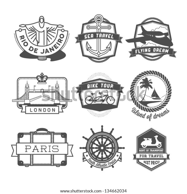 Travel Badges Set Stock Vector (Royalty Free) 134662034 | Shutterstock