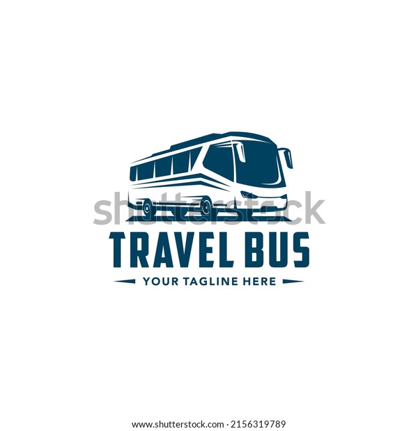 Travel Bus Logo Template White Background Stock Vector (Royalty Free ...