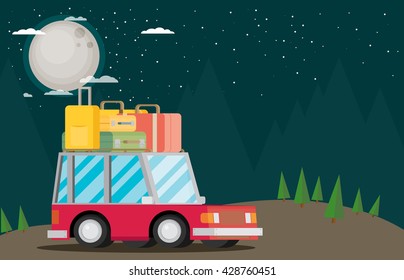 Travel Car Vector Illustration Stock Vector (Royalty Free) 428760451 ...