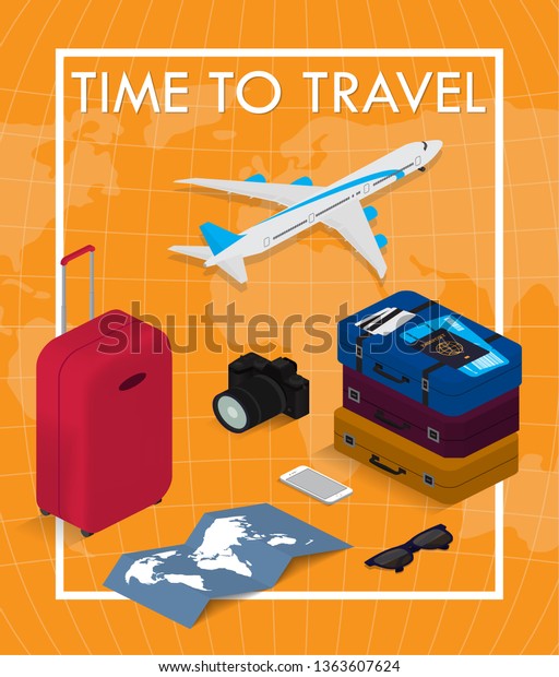 Travel Concept Isometric Style Time Travel Stock Vector (Royalty Free ...