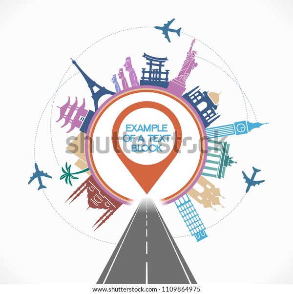 Travel Destinations Concept Template Background Flat Stock Vector ...