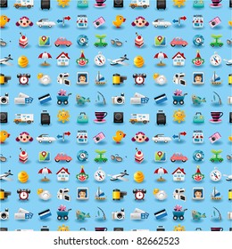 Travel Icons Seamless Pattern Stock Vector (Royalty Free) 82662523 ...